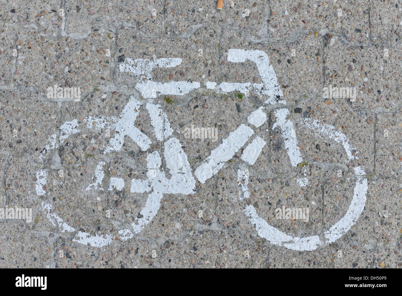 Marking on a bike path, pictogram of a bicycle on the road Stock Photo ...