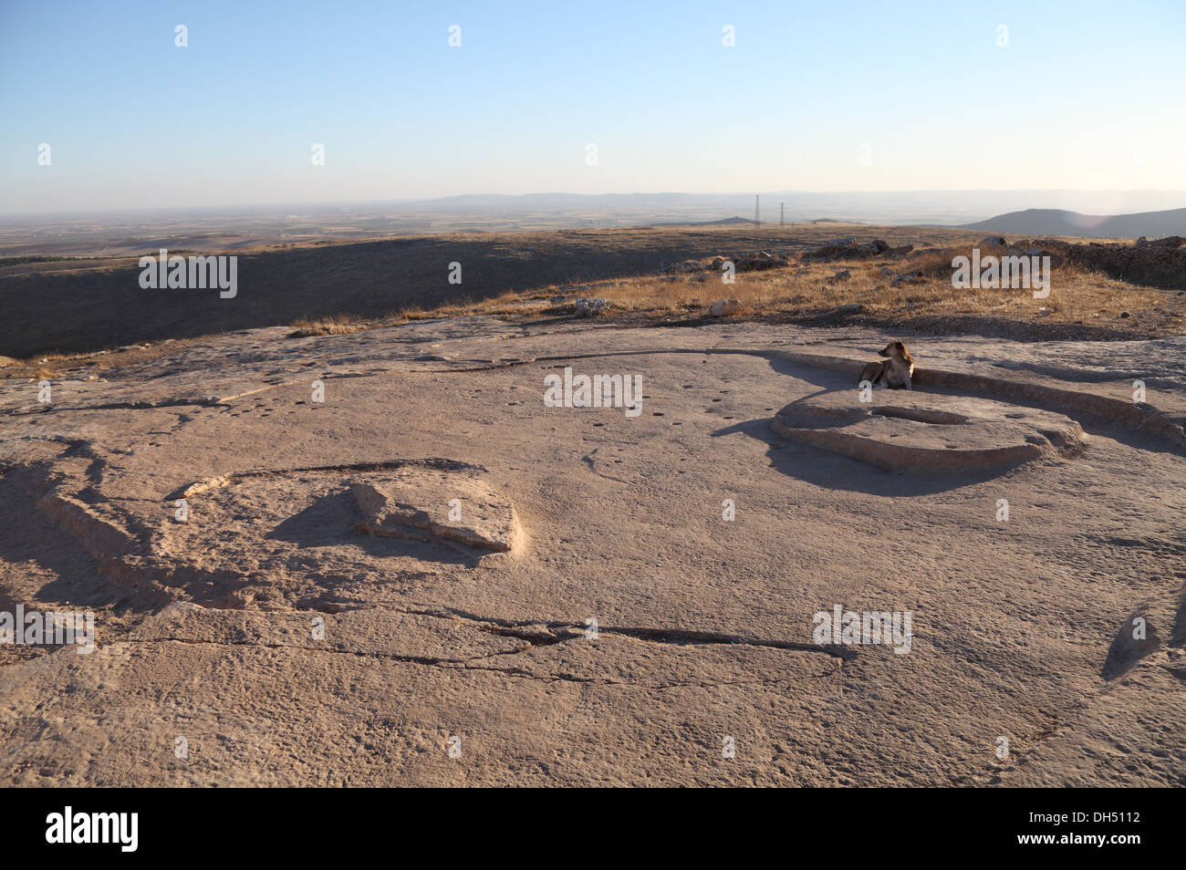 Lower Gobekli Tepe, southern flattened section below the mound, facing ...