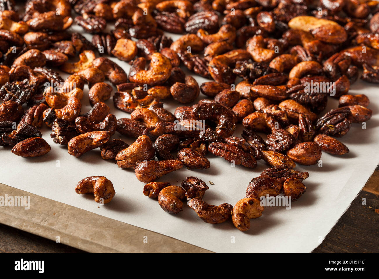 Brown Candied Caramelized Nuts with Cinnamon and Spices Stock Photo - Alamy