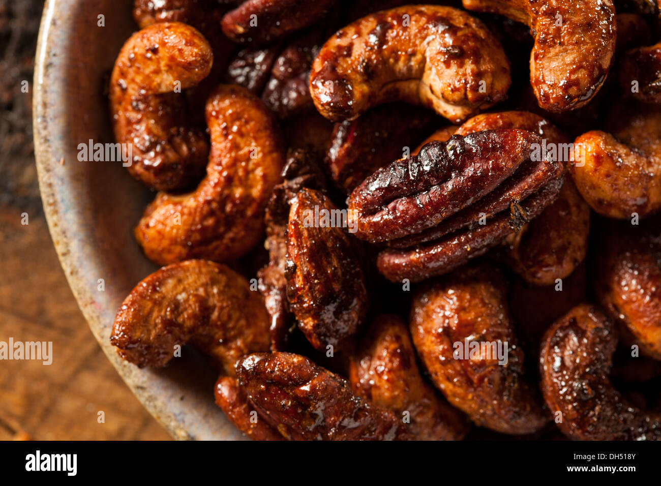 Brown Candied Caramelized Nuts with Cinnamon and Spices Stock Photo - Alamy