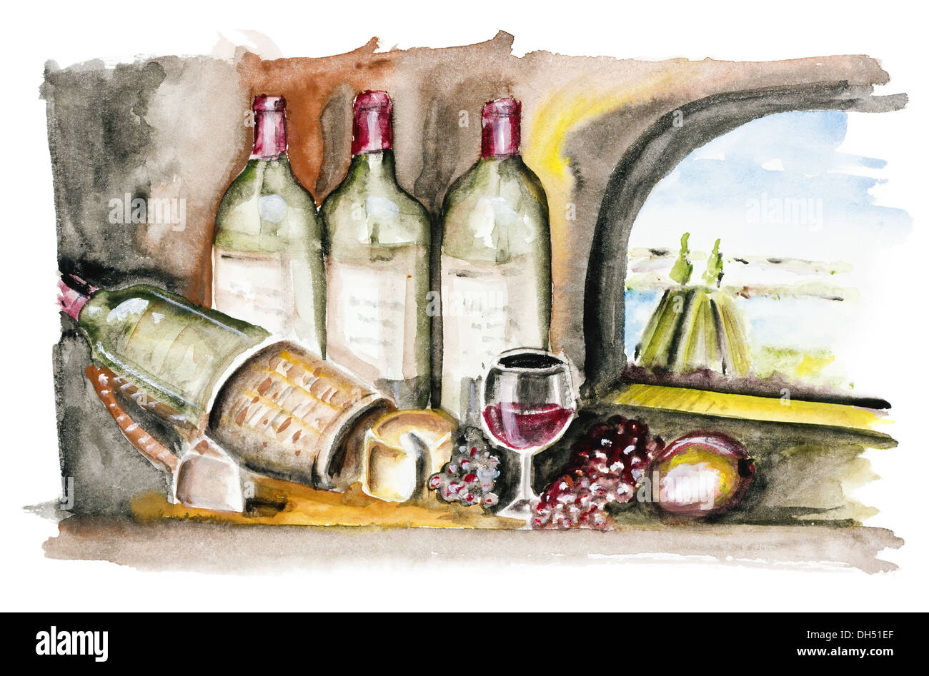 Cartoon illustration glass french Cut Out Stock Images & Pictures - Alamy