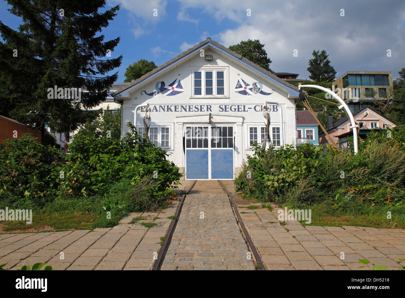 Boathouse of the Blankenese sailing club, BSC, Blankenese quarter ...