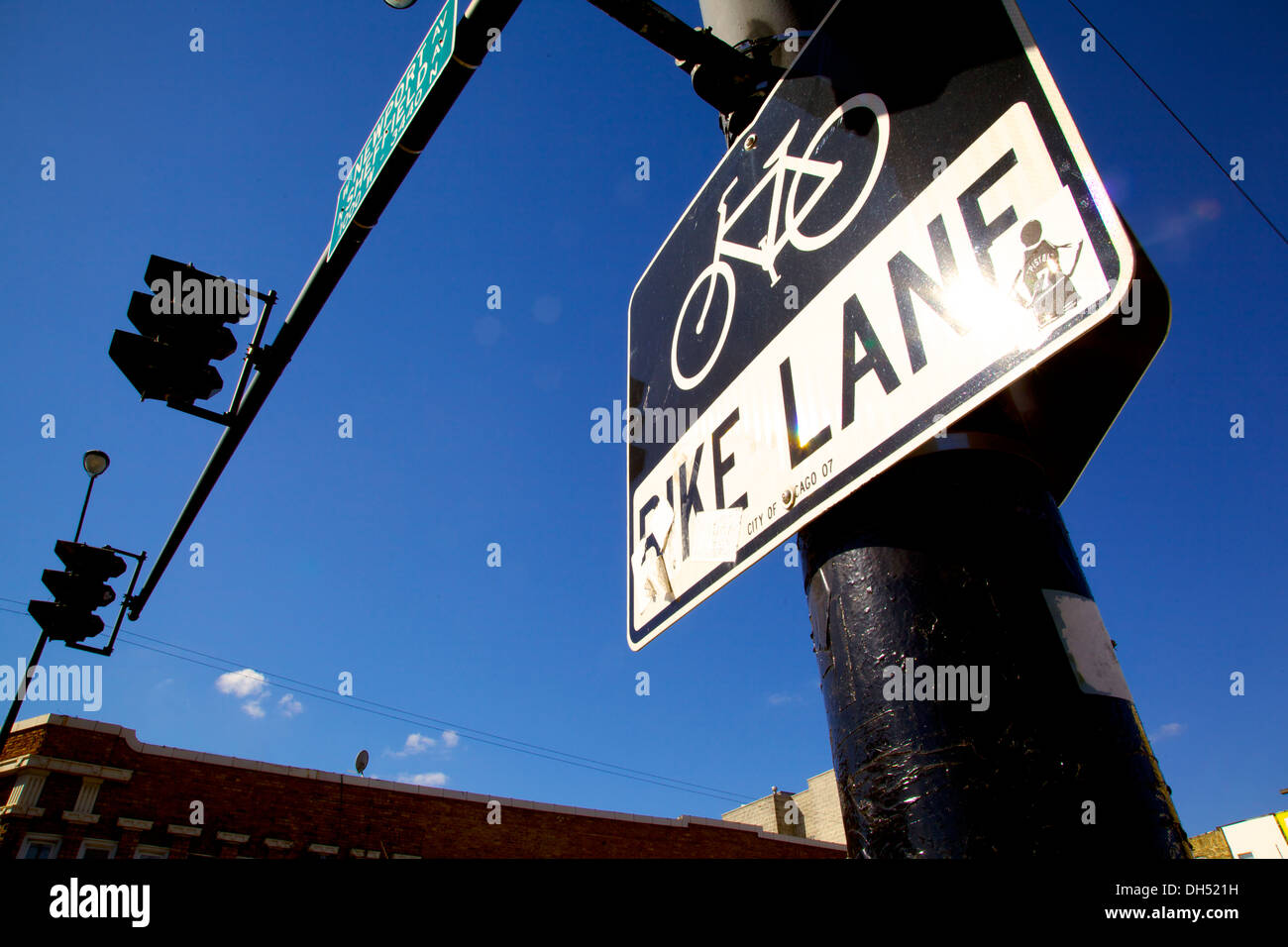 Bicycle lane sign Stock Photo - Alamy