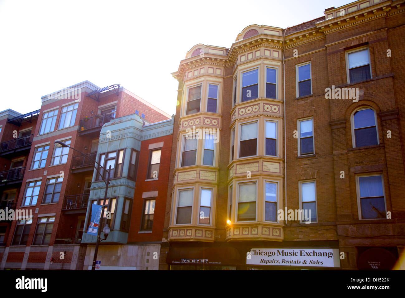 Colorful Buildingsin chicago Stock Photo - Alamy