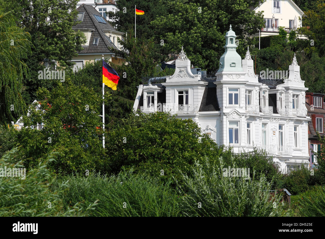 Historic Strandhotel Blankenese, built in 1902, in Strandweg street ...