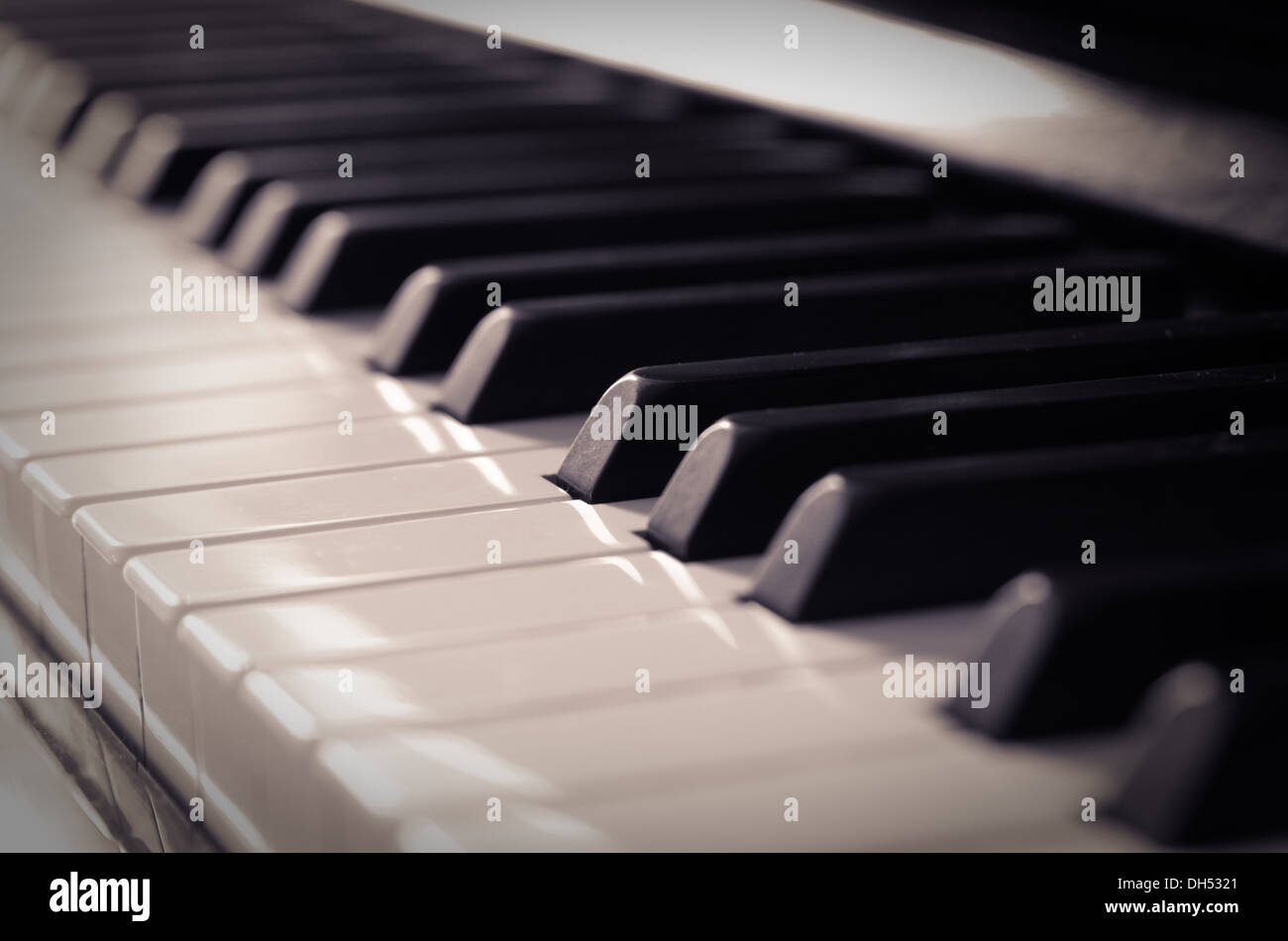 Piano keys closeup. Intentionally with much soft focus for romantic ...