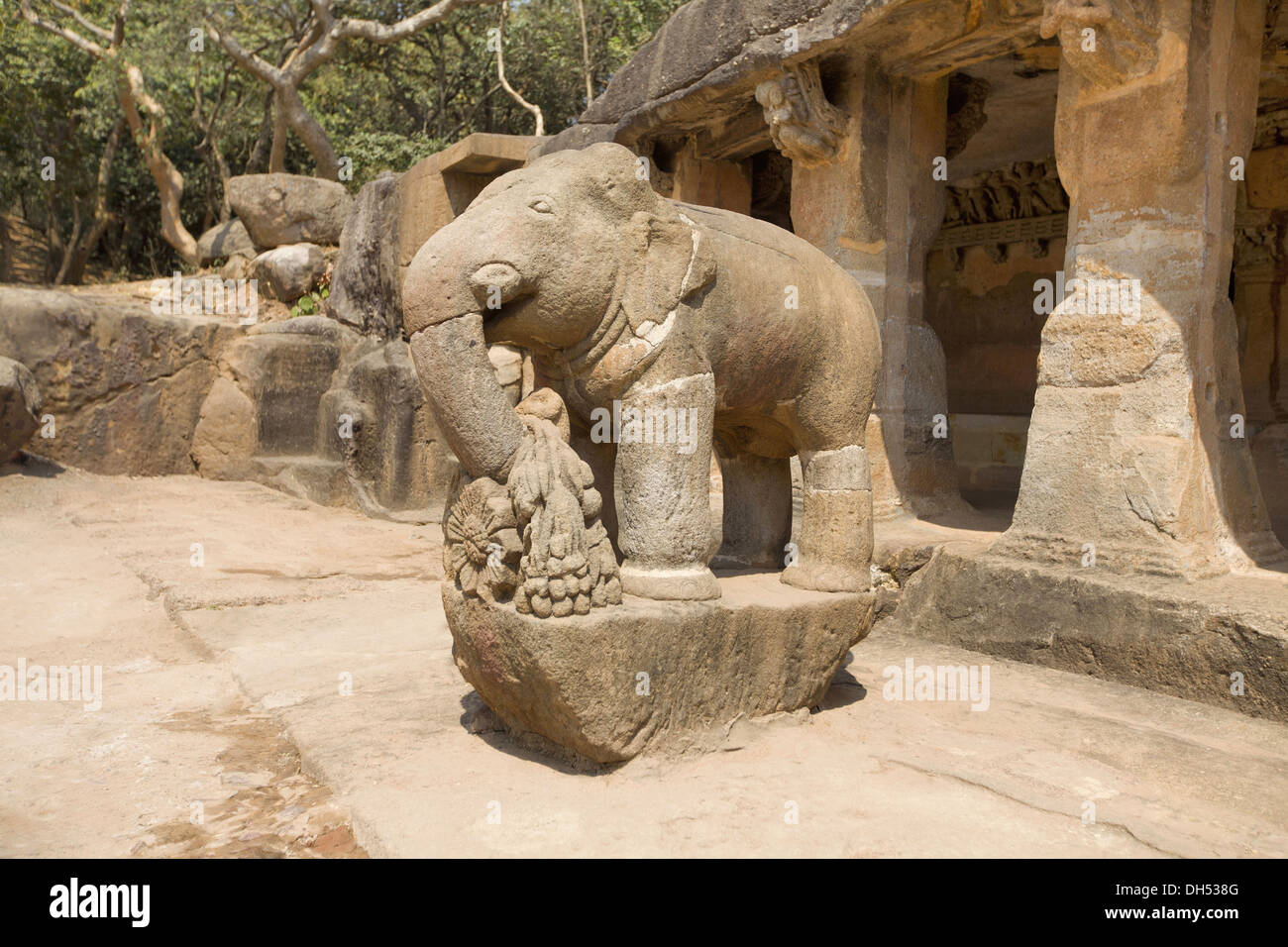 Cave No 10, Ganesha Gumpha, Udaygiri Caves, Orissa, India. Elephant ...