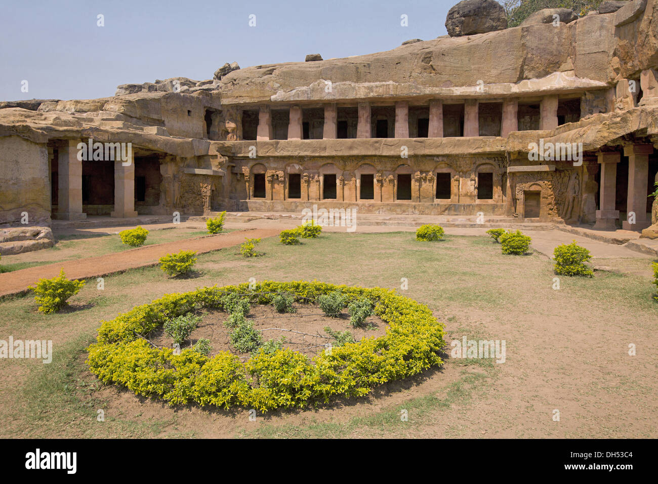 Cave 1 : Rani Gumpha, Udaygiri Caves, Orissa, India. Three-sided open ...
