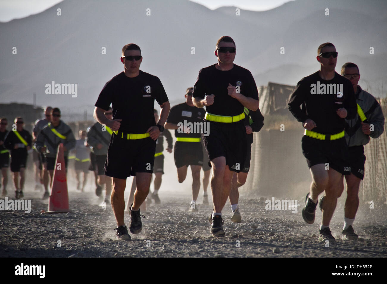 Dust flies from the feet of U.S. Army soldiers with 1st Battalion ...