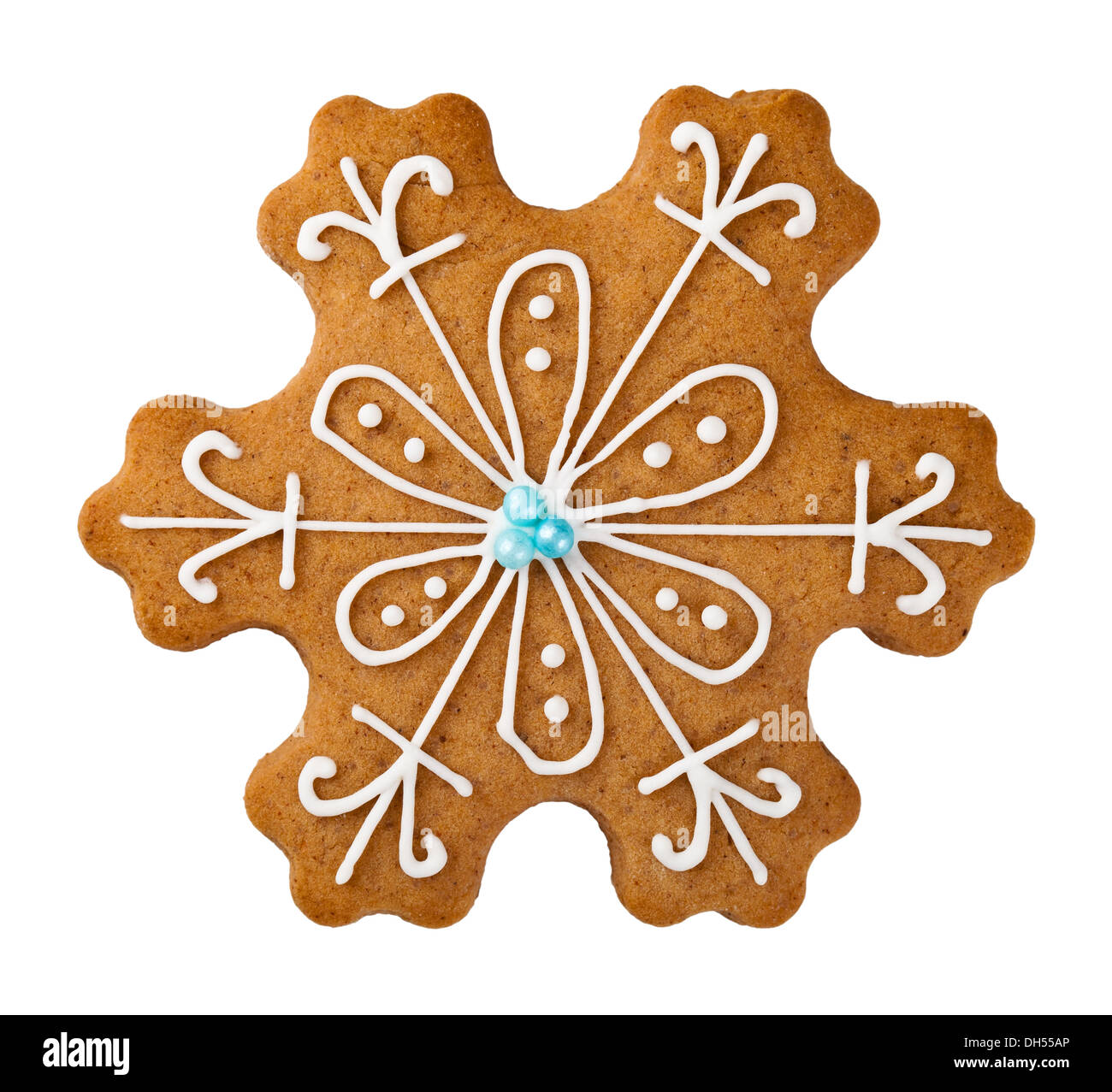 Gingerbread snowflake isolated on white background. Christmas cookie ...