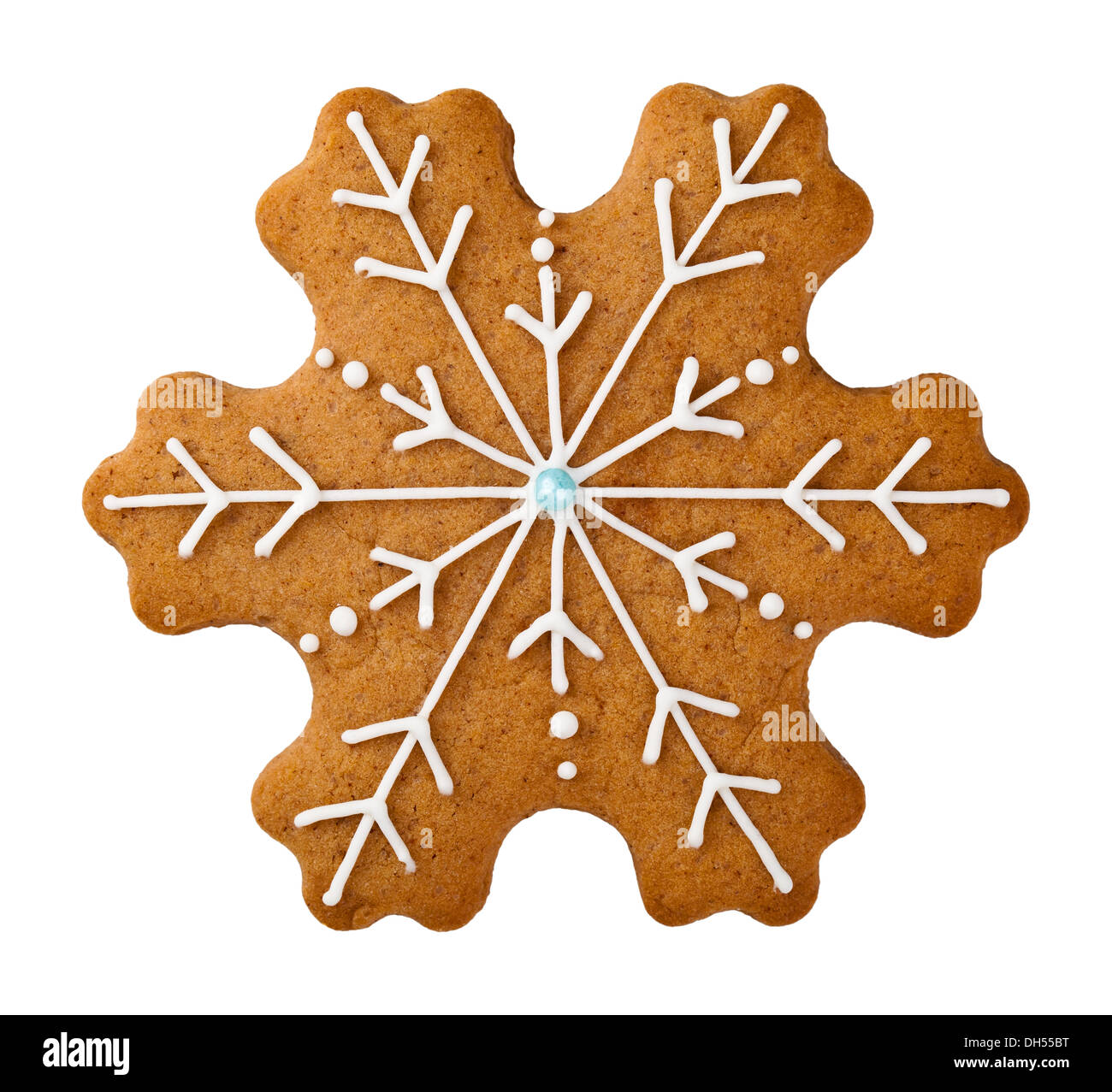 Gingerbread cookie in snowflake shape isolated on white background ...