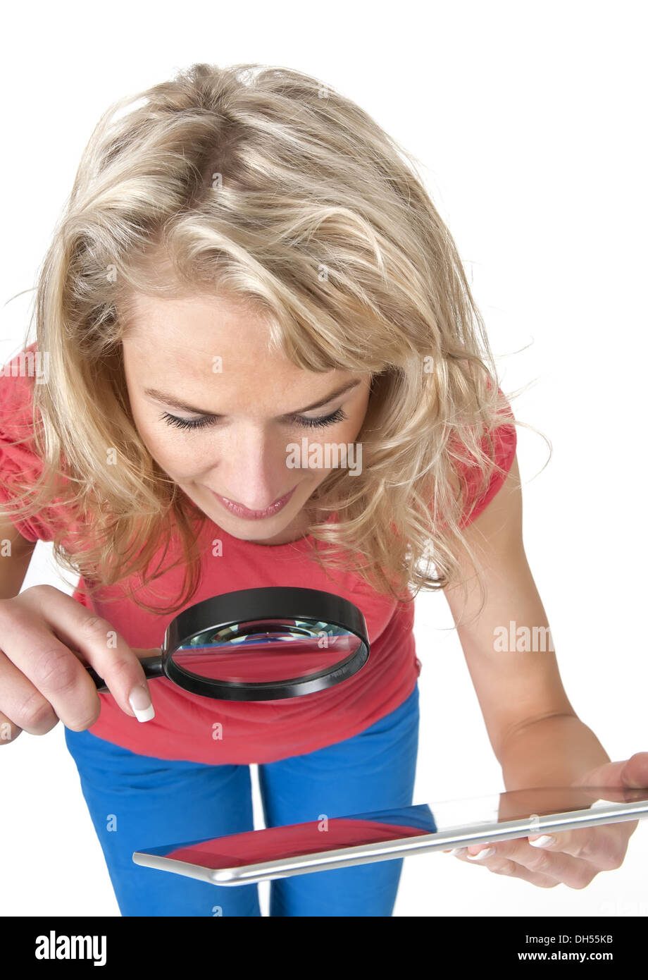Female glass tablet hi-res stock photography and images - Alamy