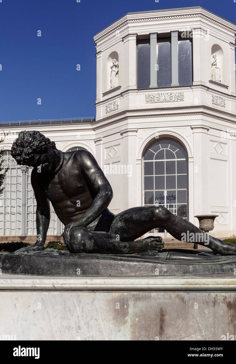 sculpture in front of Orangery in the castle grounds of Putbus, Isle of ...