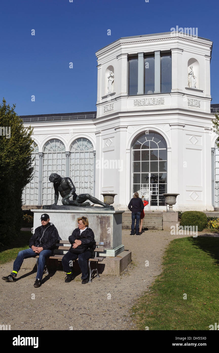 sculpture in front of Orangery in the castle grounds of Putbus, Isle of ...