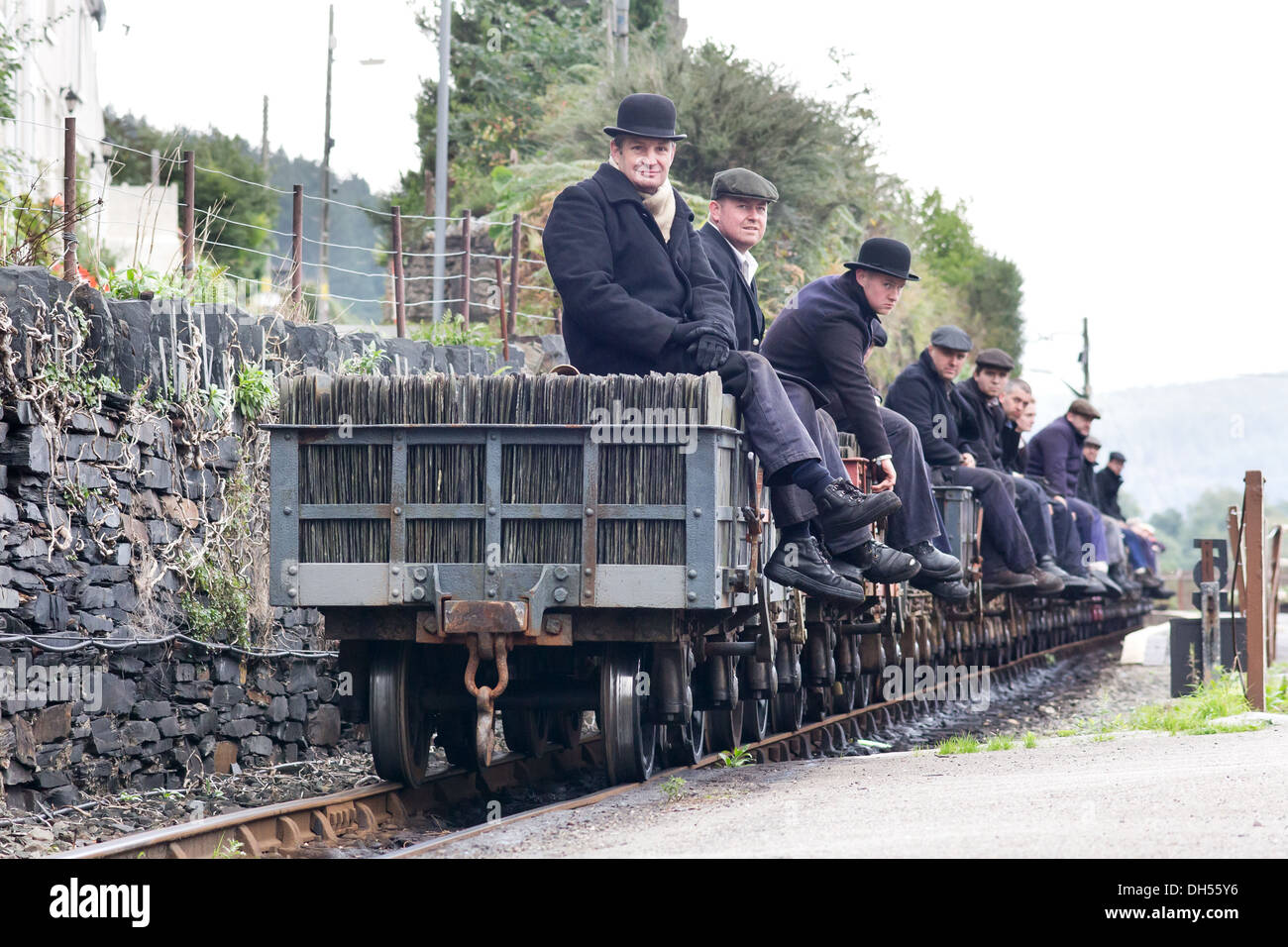 A gravity slate train on the Ffestiniog Railway, Wales Stock Photo - Alamy