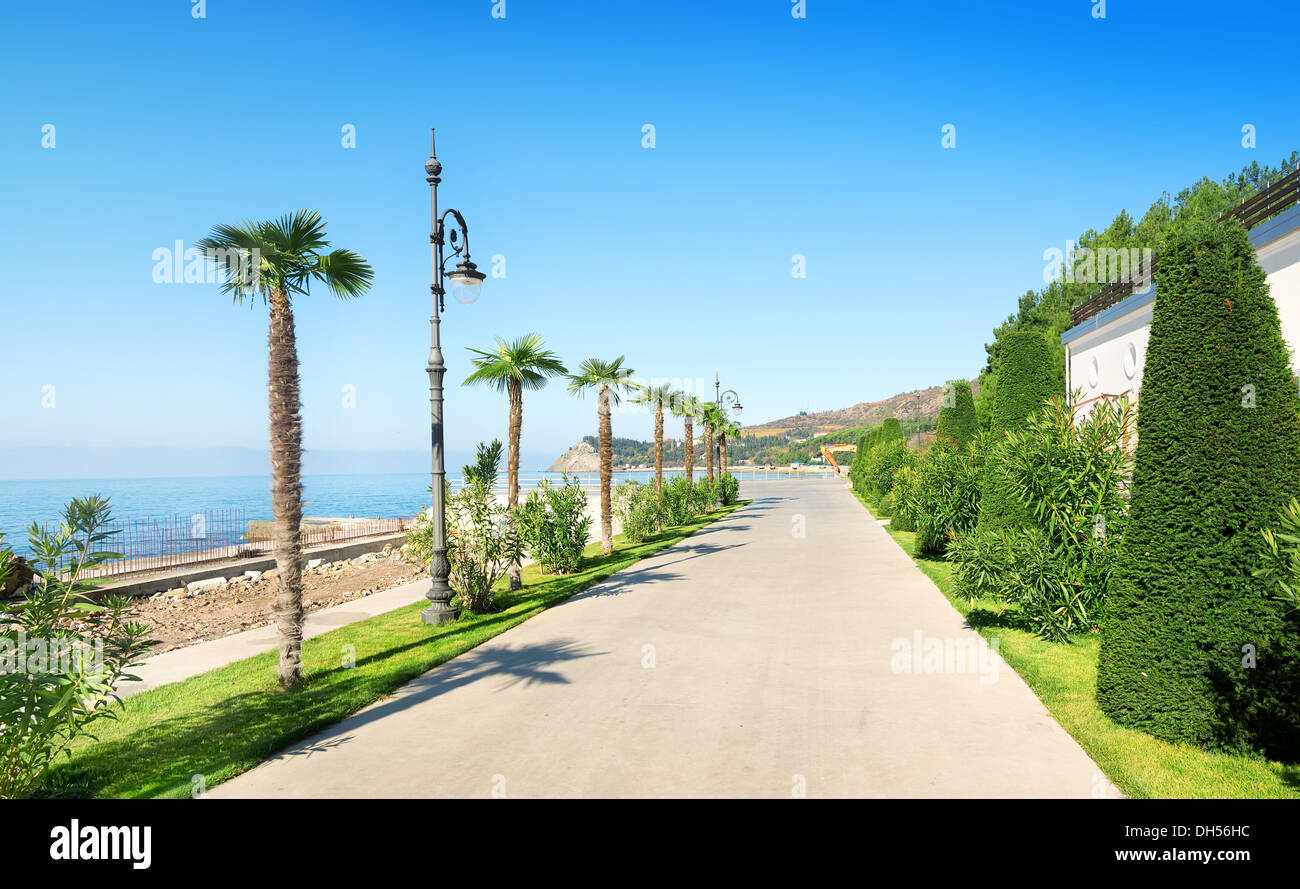 Beautiful promenade near the sea in sunny summer day Stock Photo - Alamy