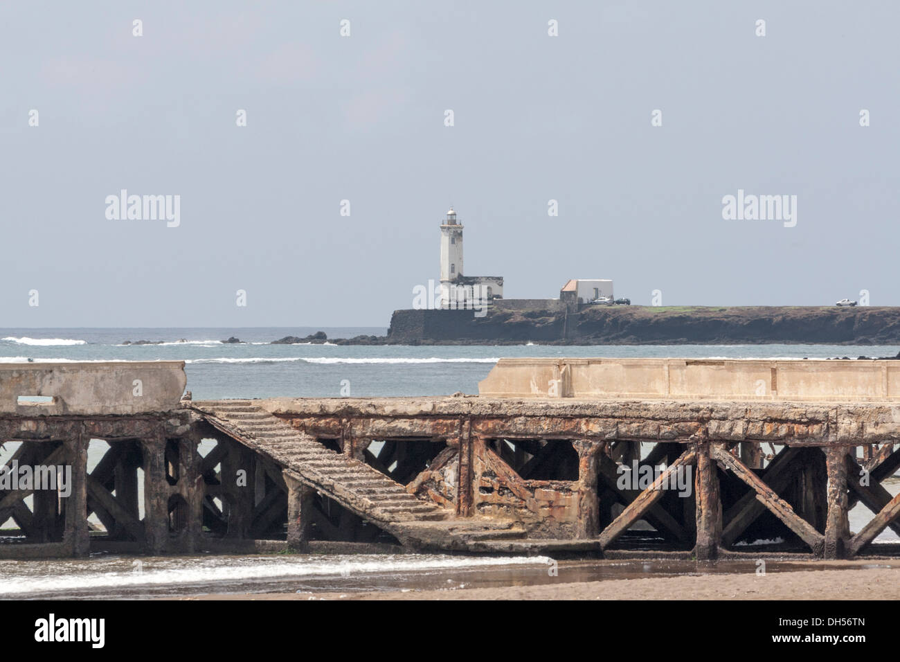 Views of the lighthouse & Praia da Gamboa (beach), Santiago Island ...