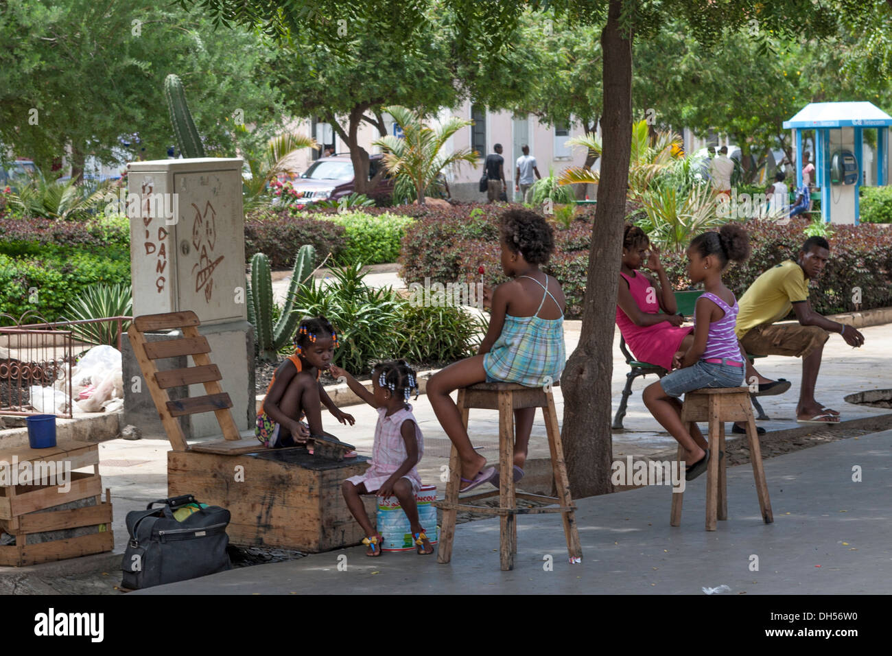 Children at play, Alexandra de Albuquerque Park, Plateau,Praia,Santiago ...