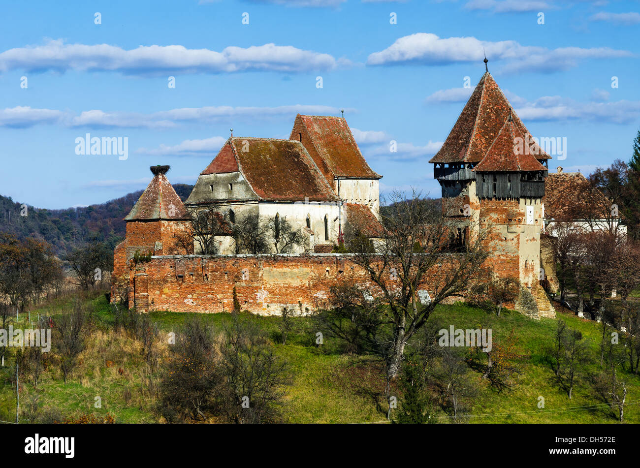 Transylvania medieval scenery with fortified churches. Alma Vii rural ...