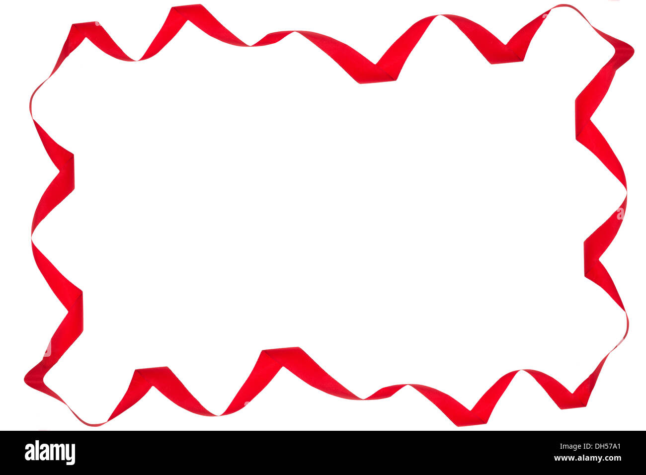 Frame of red ribbon isolated on white background as template for gifts ...