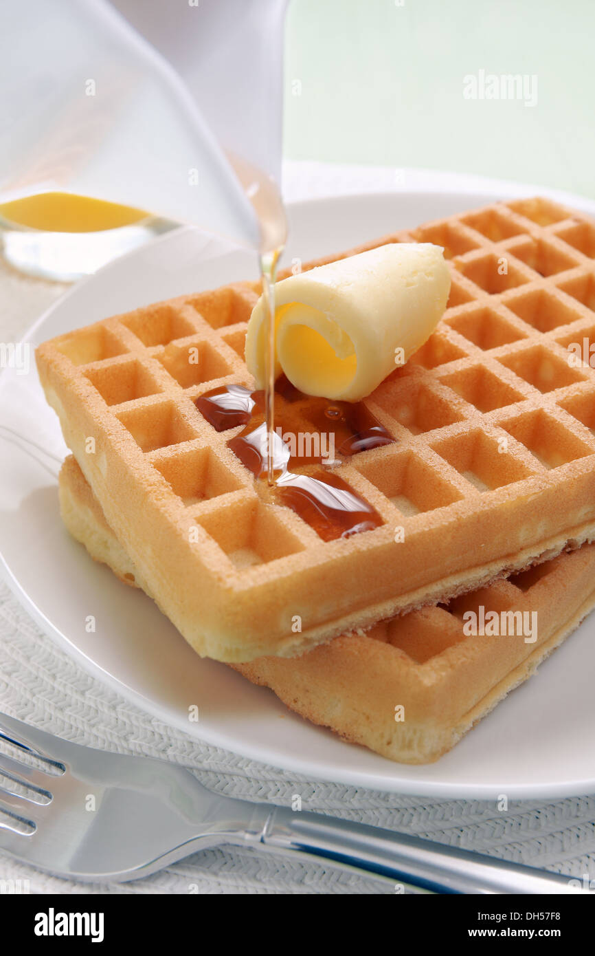 Waffle with golden syrup hi-res stock photography and images - Alamy