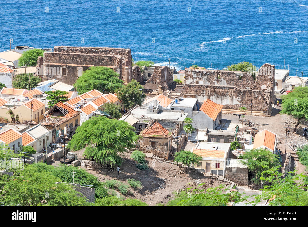 Cidade Velha, historic city, with views of old Cathedral, Santiago ...