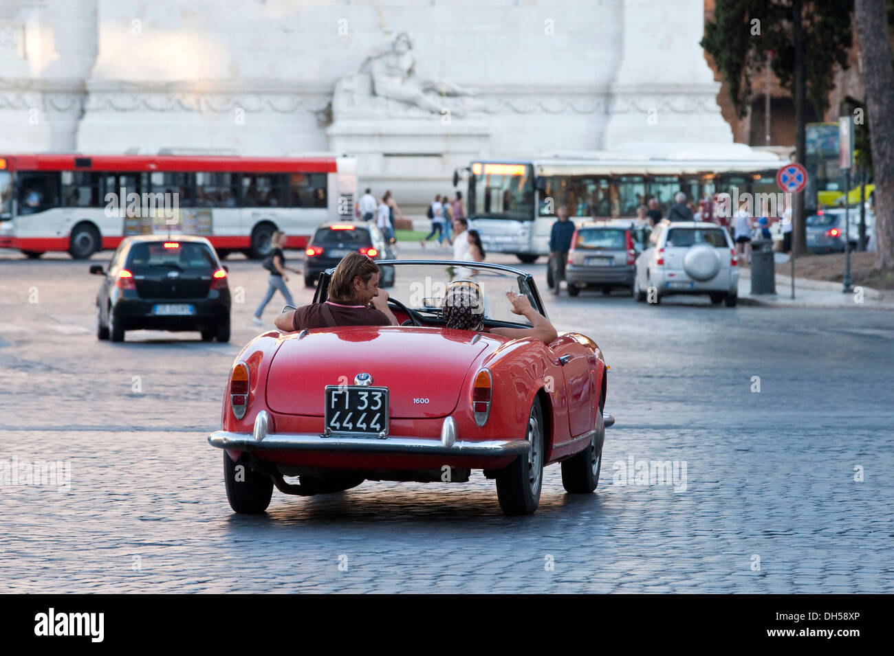 Vintage car on the Piazza Venezia, Rome, Italy, Europe Stock Photo - Alamy