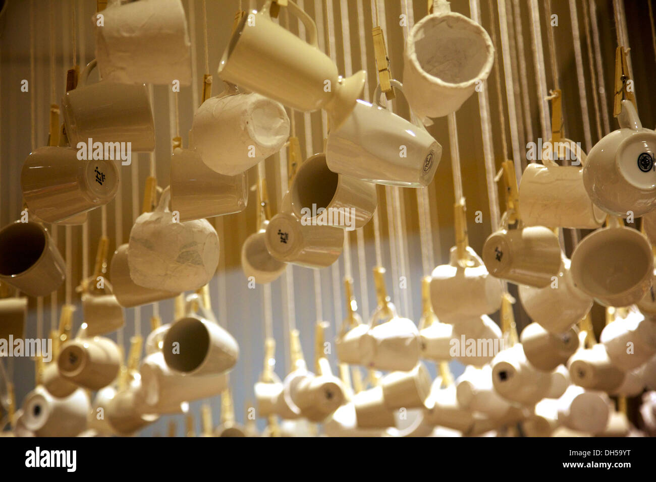 cup decoration hanging on the ropes Stock Photo - Alamy