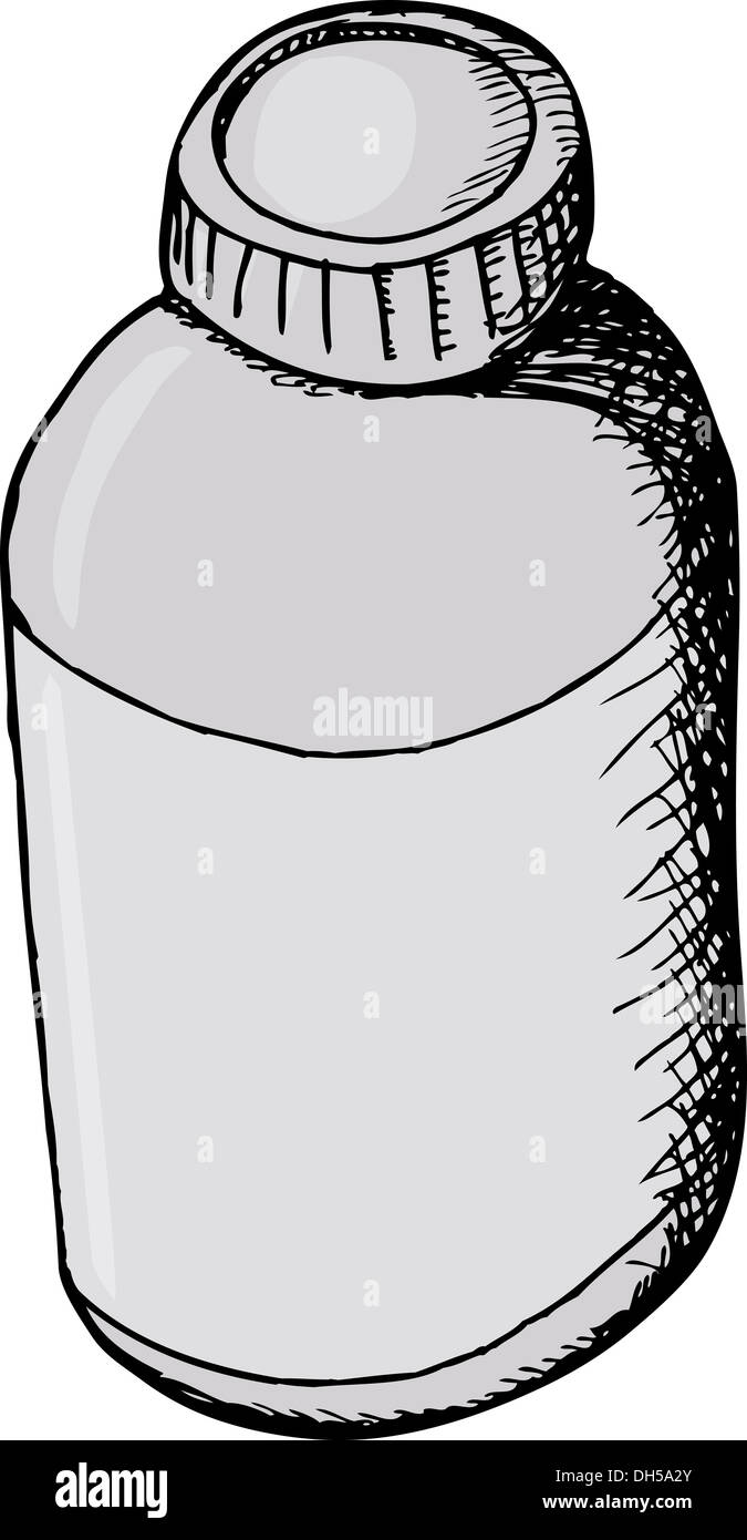Hand drawn generic supplement bottle on white background Stock Photo ...
