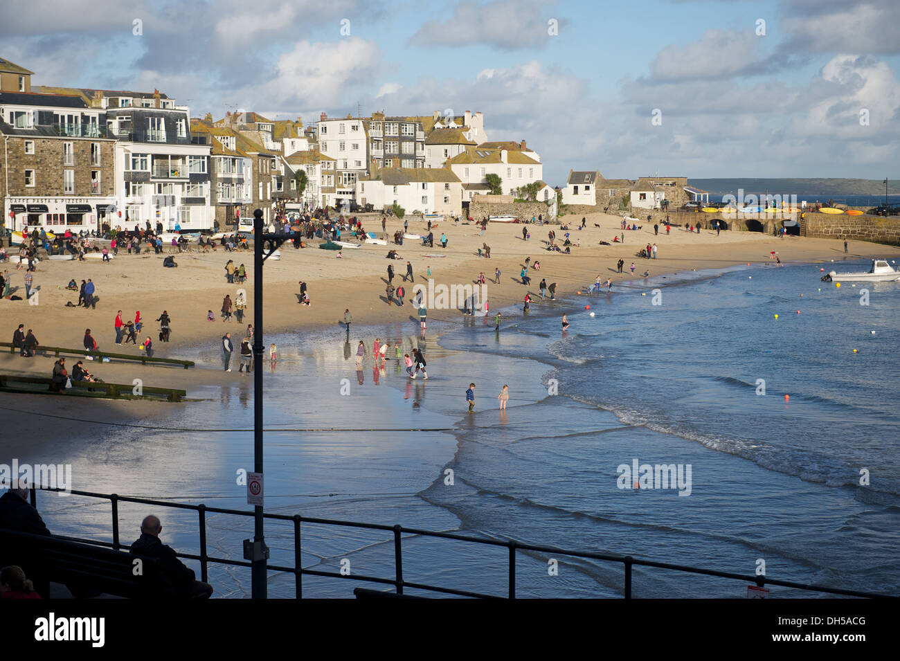St. Ives harbour, Cornwall in the late afternoon sunshine in autumn ...