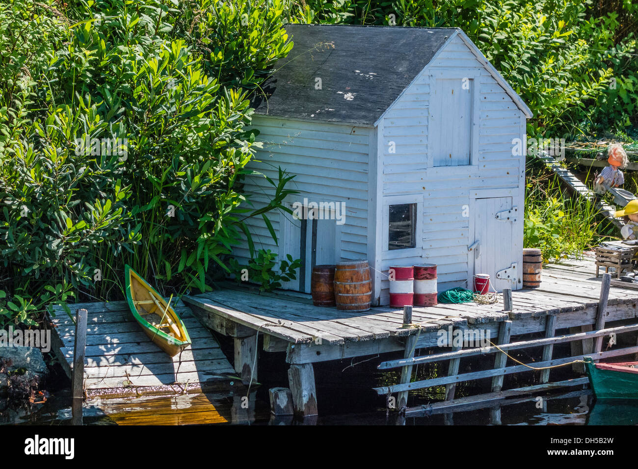 Scale model fishing building and dock at Maxwell Morgan's "River of ...