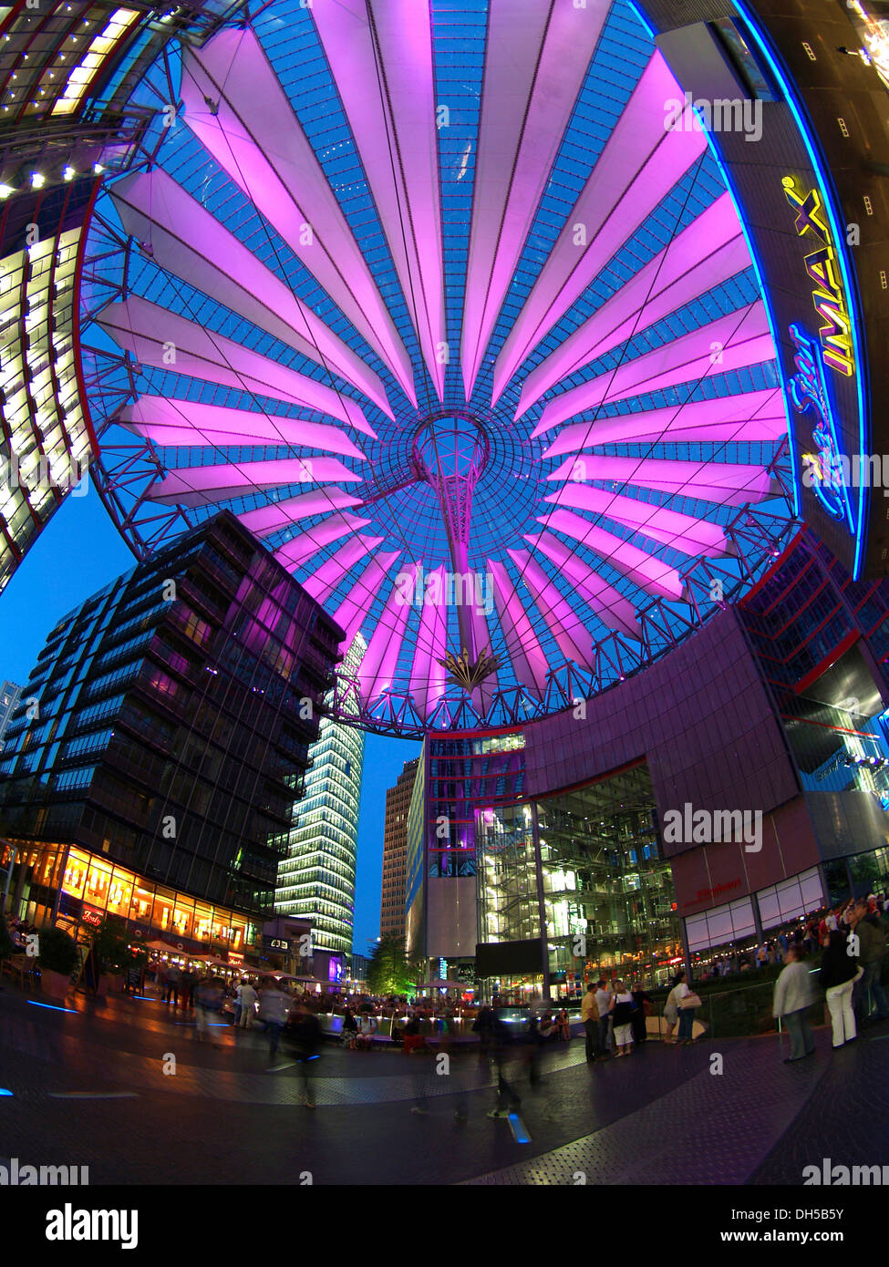 Illuminated roof, Sony Center, Berlin Stock Photo - Alamy