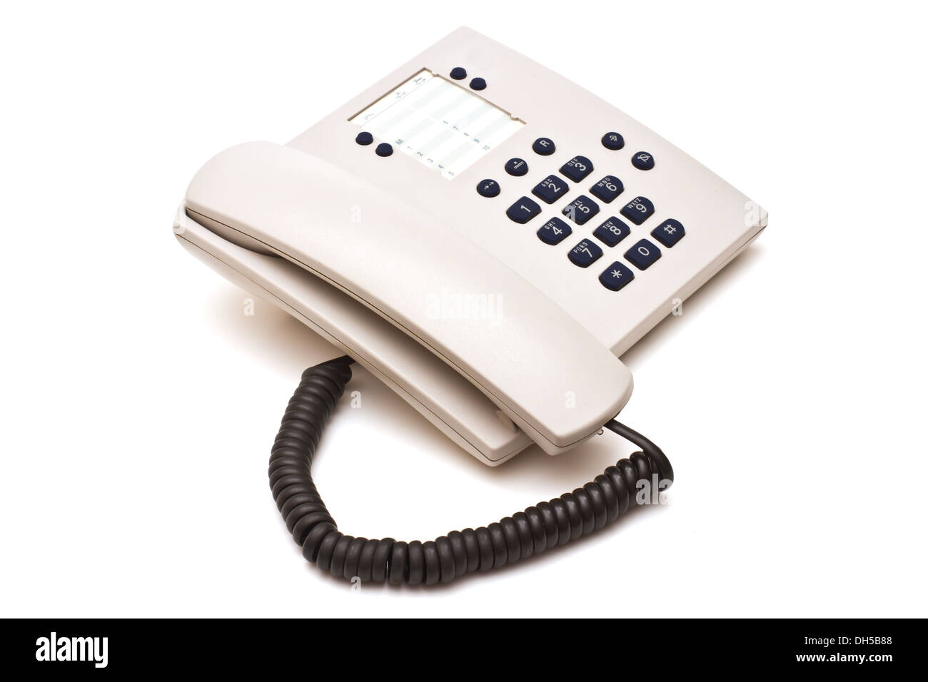 Grey plastic telephone on white background Stock Photo - Alamy