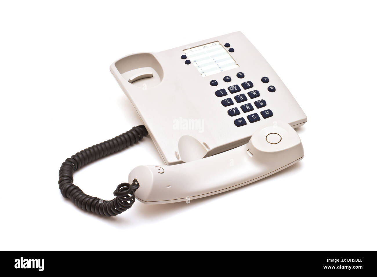 Grey plastic telephone on white background Stock Photo - Alamy