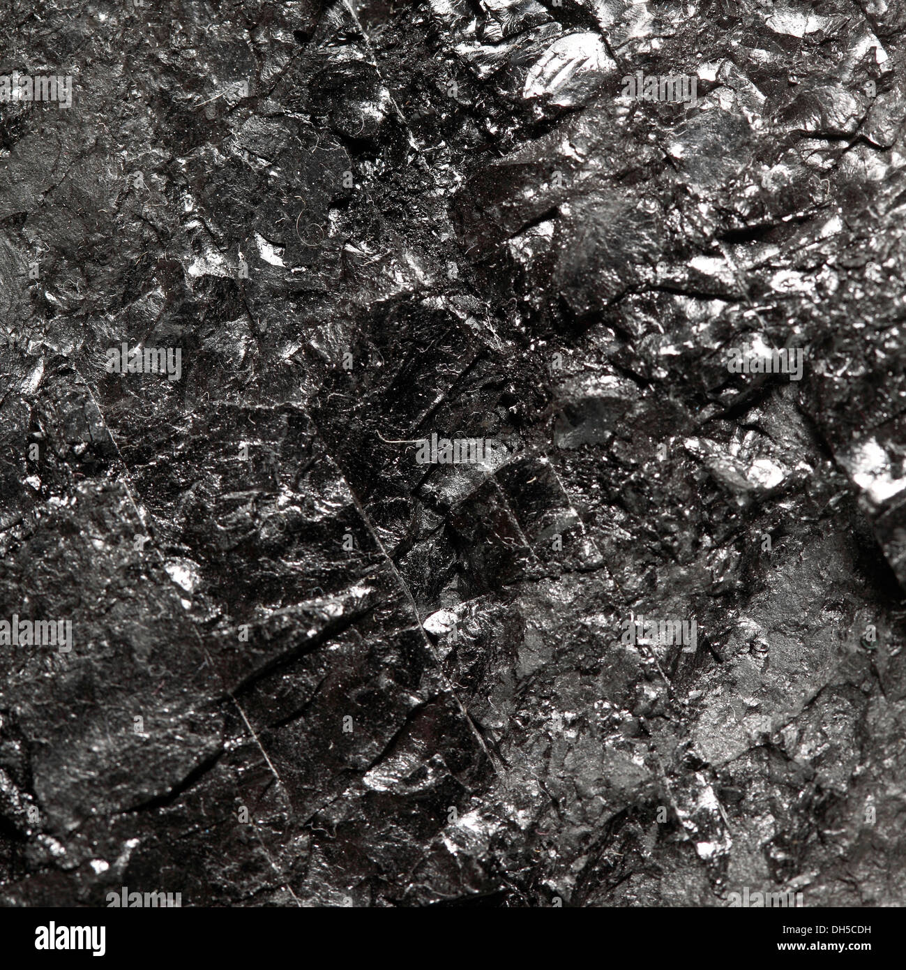 Black hard bituminous coal, carbon nugget closeup macro texture ...