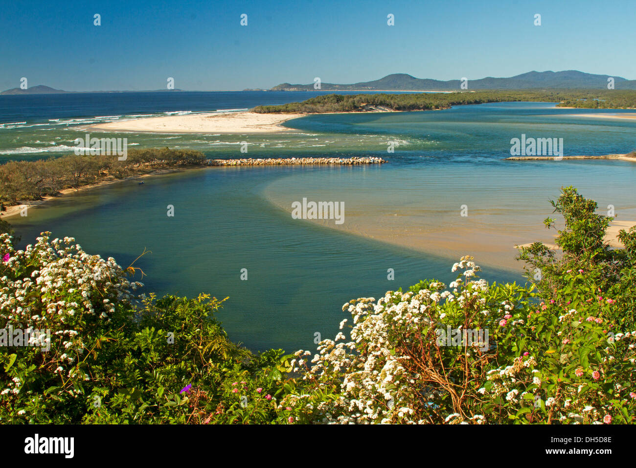Spectacular view of coast and extensive river estuary from lookout at ...