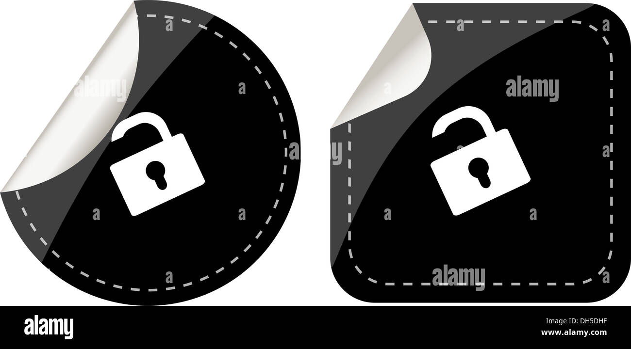 lock black stickers label tag set Stock Photo - Alamy
