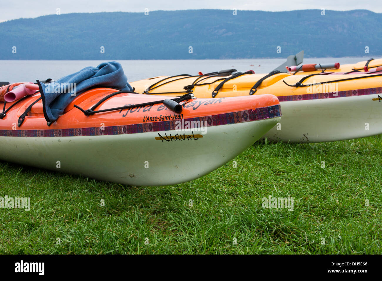 kayaks Quebec Canada Stock Photo - Alamy