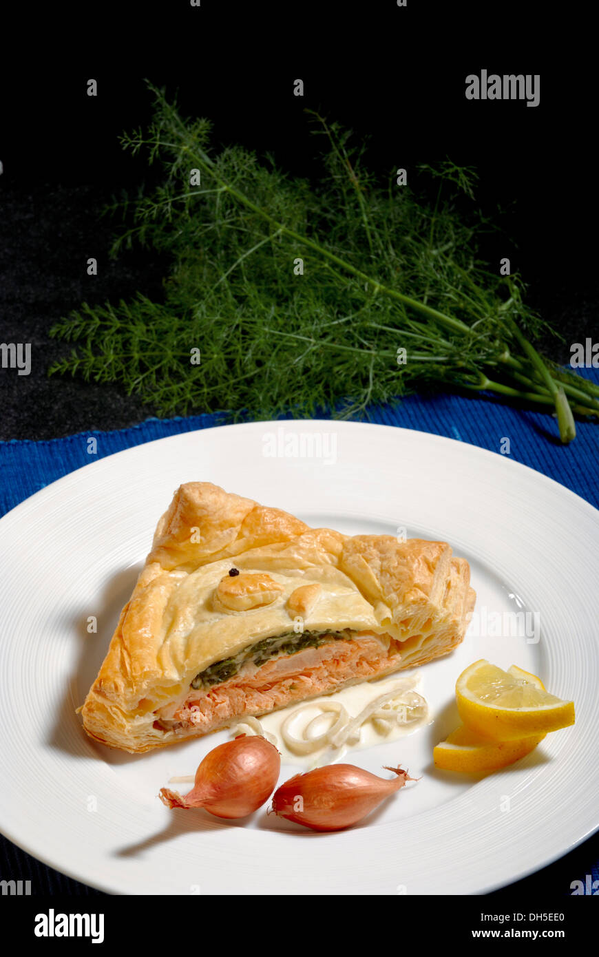 Salmon in puff pastry Stock Photo - Alamy