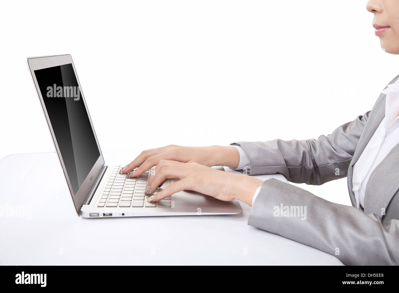 Young business lady and computer Stock Photo - Alamy