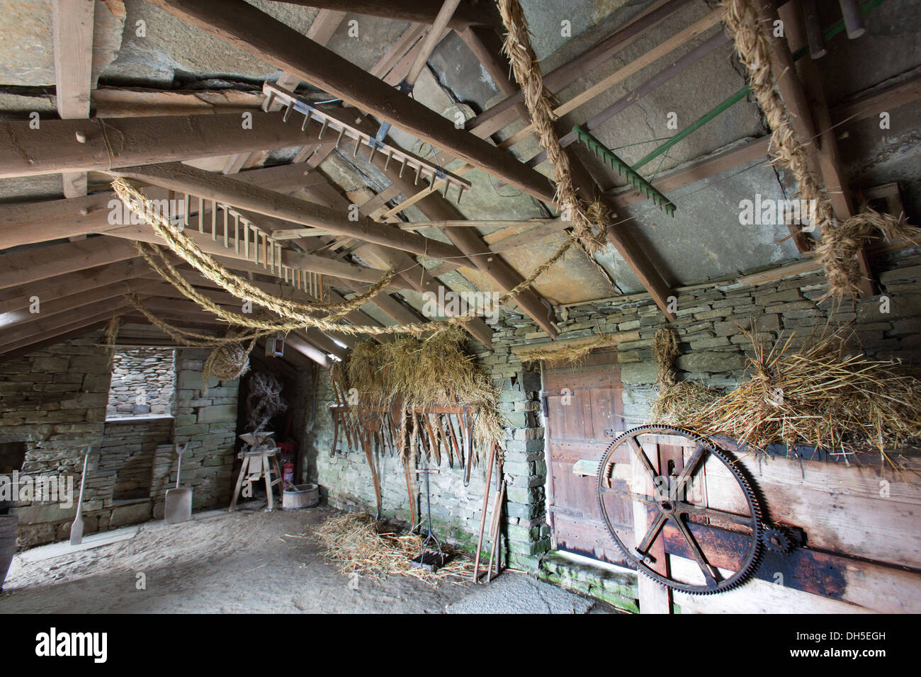 Islands of Orkney, Scotland. General view of the barn at the Victorian ...