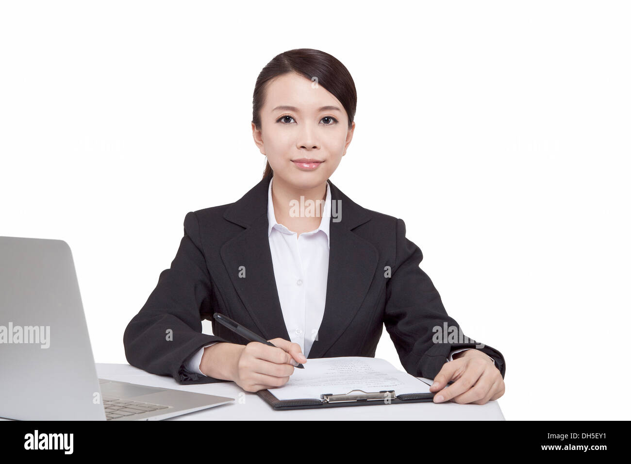 Back view young woman computer hi-res stock photography and images - Alamy