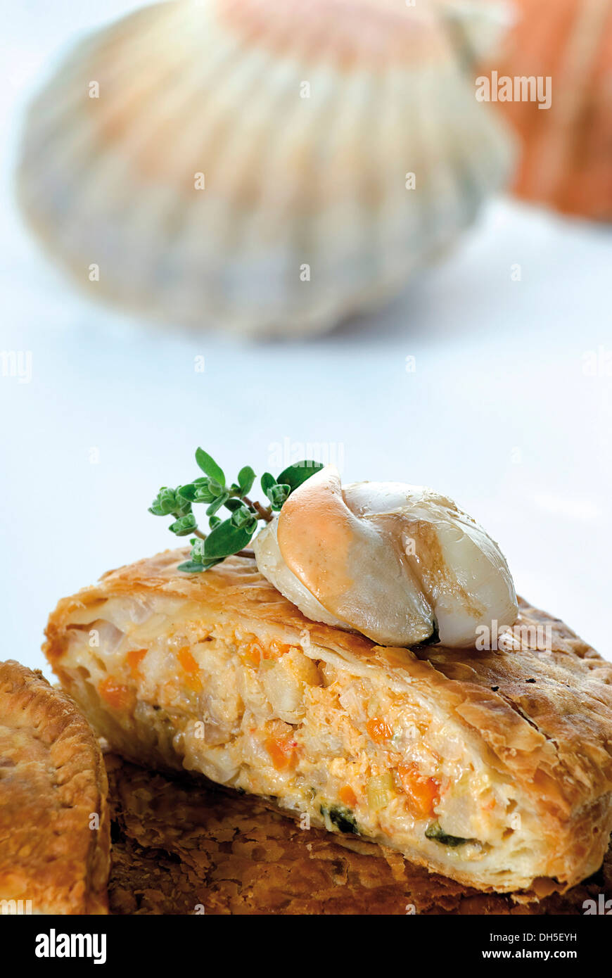 Seafood in puff pastry Stock Photo - Alamy