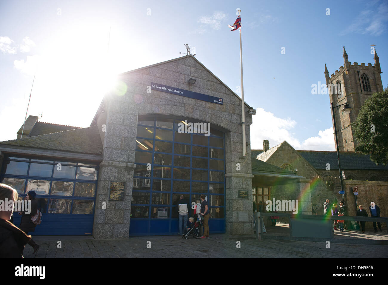 RNLI building on the beachfront at St Ives Cornwall on a sunny day ...