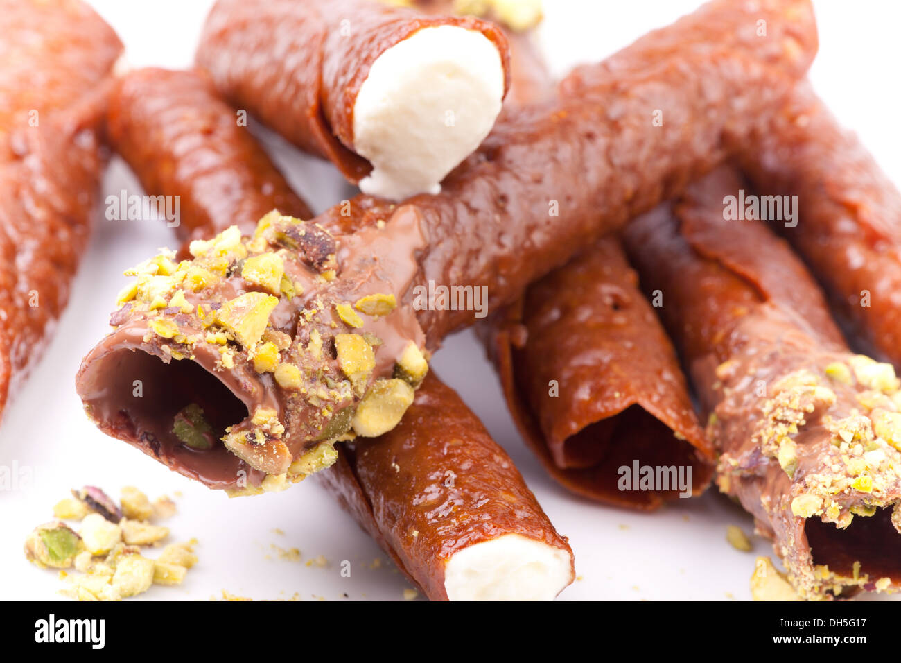 beautiful brandy snaps close up Stock Photo - Alamy
