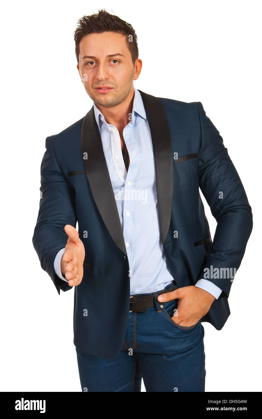 Handsome welcoming man smiling isolated hi-res stock photography and ...