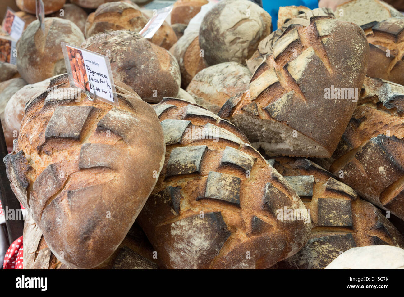Fresh bread stall in Broadway Market, London, England, UK Stock Photo ...