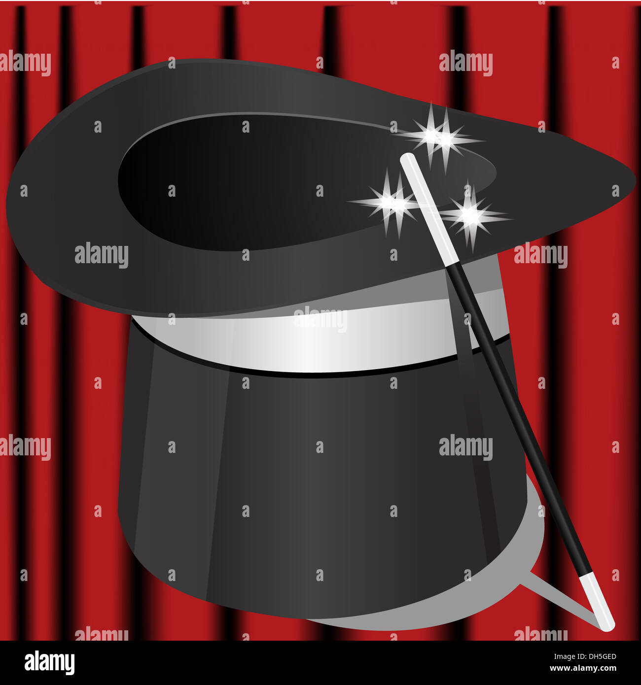 magic hat and wand Stock Photo - Alamy
