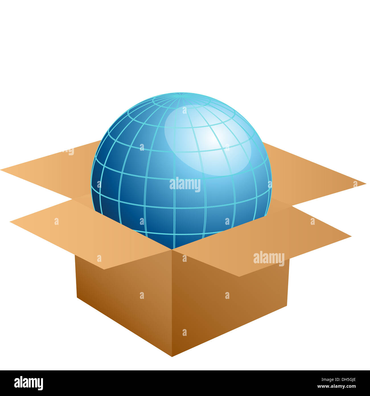 globe in cardboard box Stock Photo - Alamy