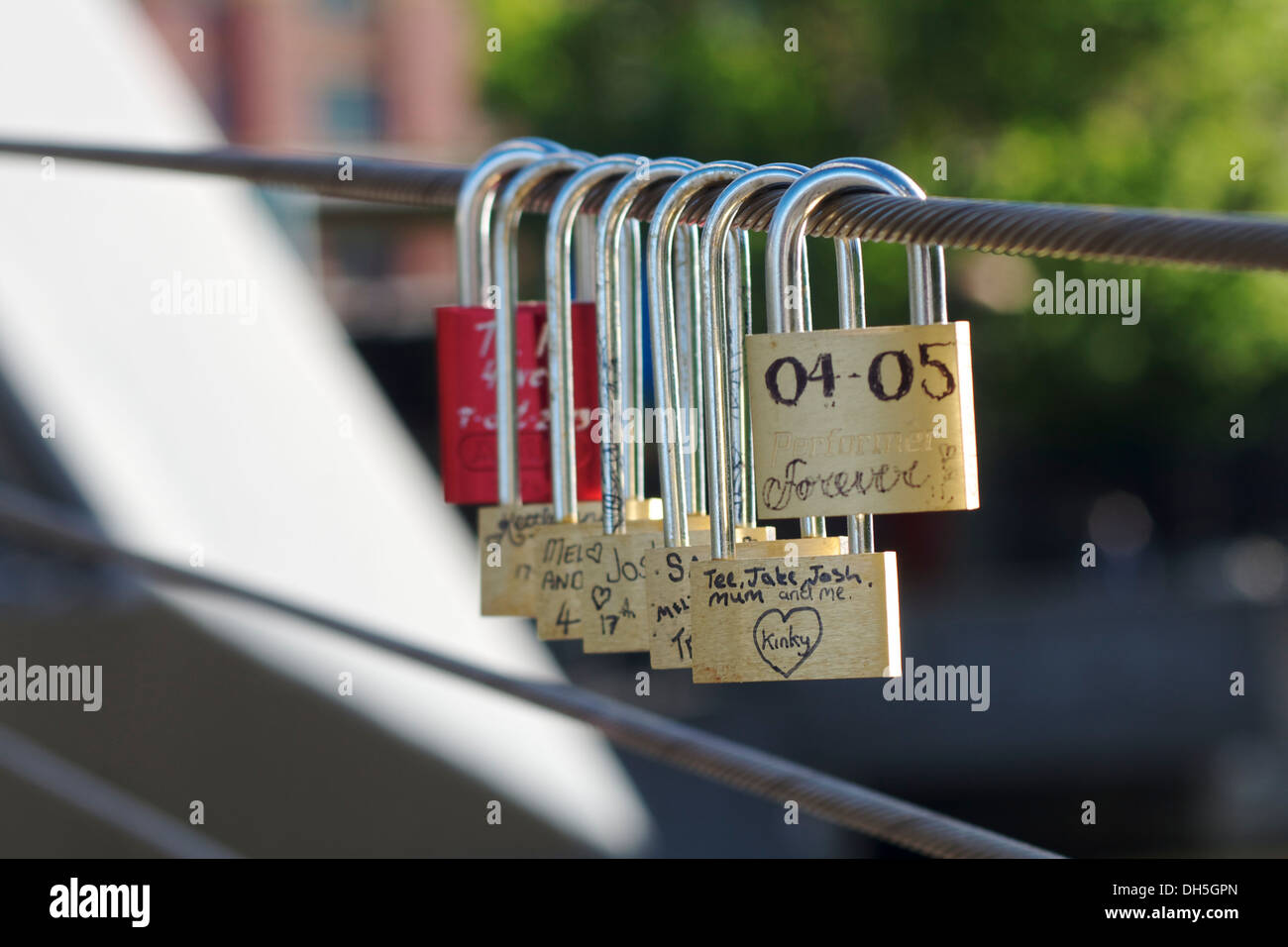 Padlocks on the pedestrian bridge over Yarra River Melbourne Stock ...